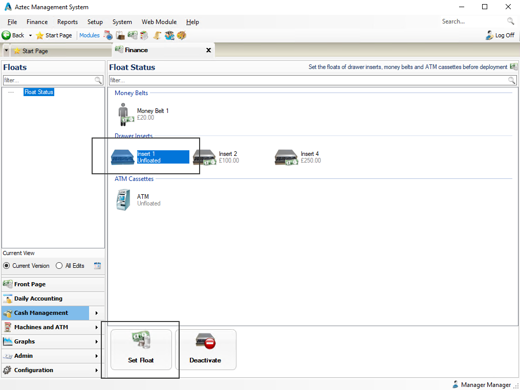 Aztec How To - Finance - Floating an Insert