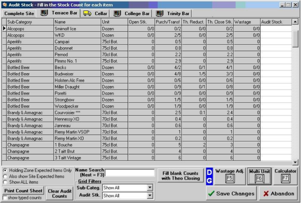 Aztec How To - Stocks - Entering a Stock with Zones