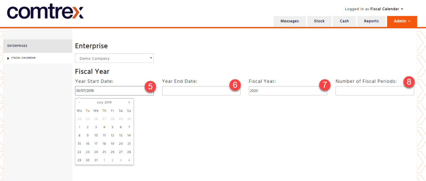 Enterprise - Admin - Fiscal Calendars